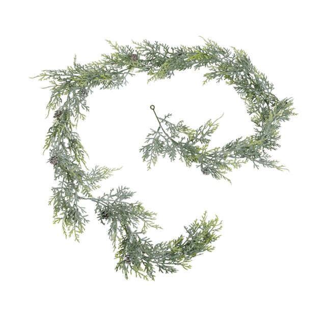 Love Lace Frosted Pine Garland With Pinecones Artificial Flower in ...