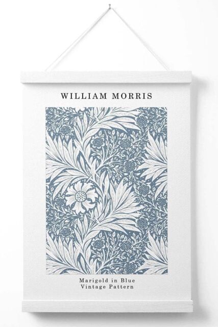 William Morris Marigold in Blue Art Print / White Frame / SIZE: A2 by ...