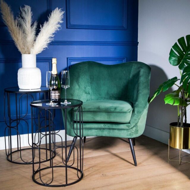 Set of 2 Black Wavy Wire Tables with Glass Top by Debenhams | ufurnish.com