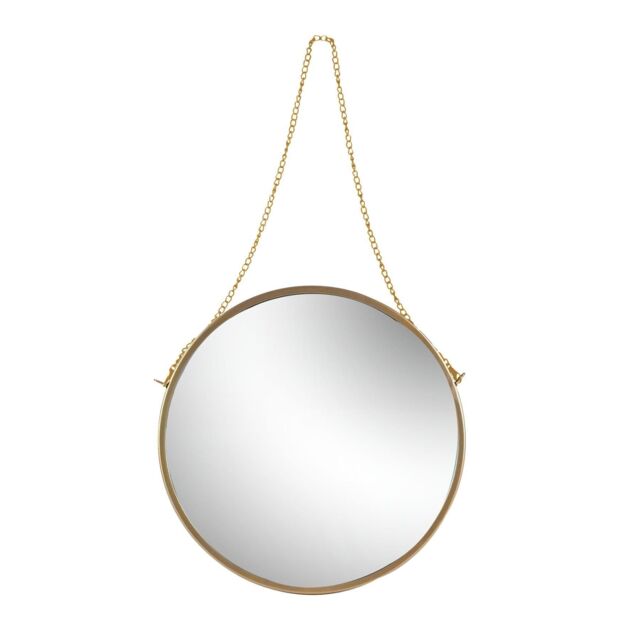 40cm Round Metal Frame Hanging Mirror on Chain Gold/Gold by Debenhams ...