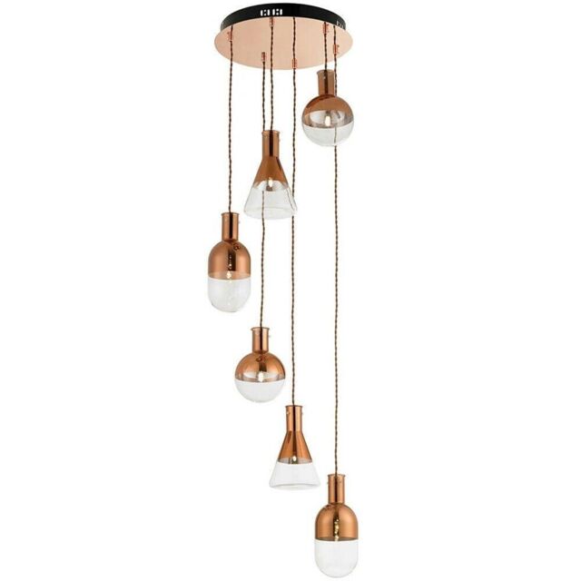 Multi Light Ceiling Pendant COPPER 6 Bulb Hanging Lamp Holder Drop ...