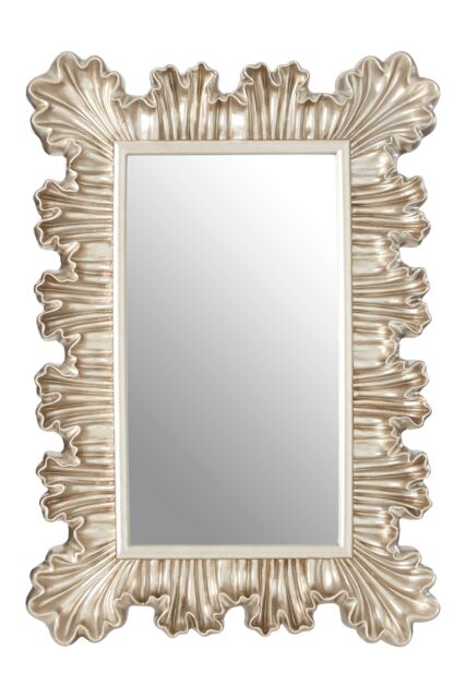 Orsina Champagne Finish Clamshell Design Wall Mirror, Symmetrical ...