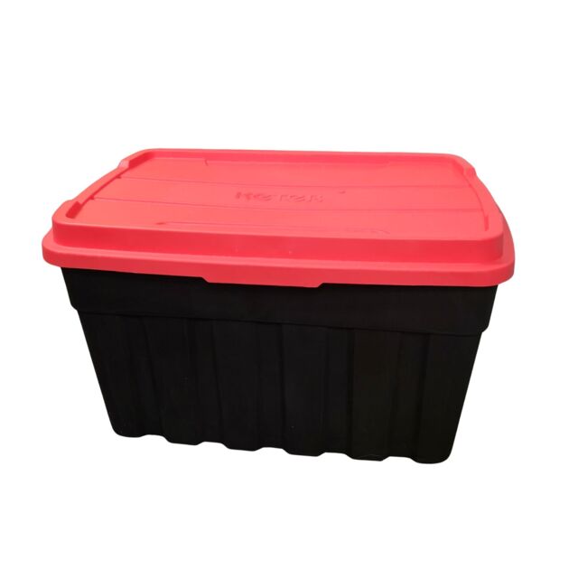 Samuel Alexander 140L Black & Red Tuff Stackable Storage Box with Lid ...