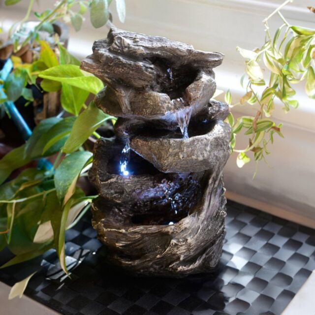 Primrose 3 Tier Rock Cascade Water Feature Fountain Tabletop Stone ...