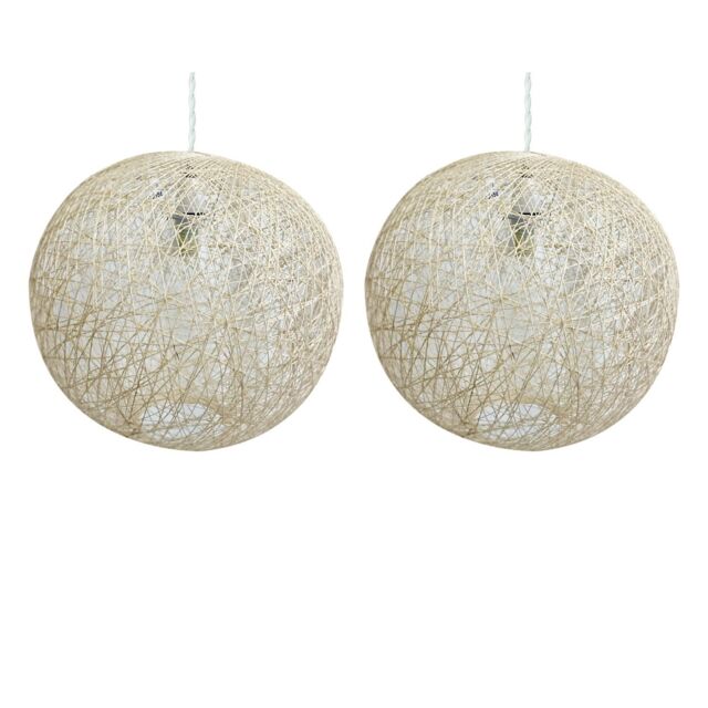 "Set of 2 Abaca - Natural 10"" Globe Ceiling Light Shades" by Debenhams ...