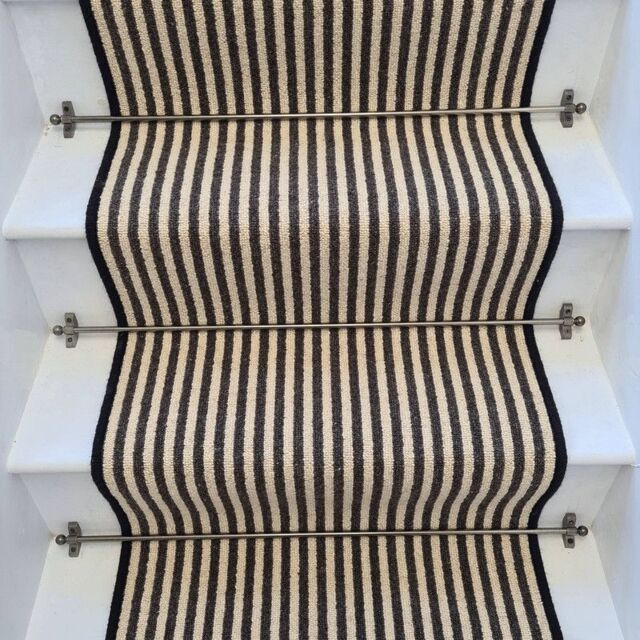 RainbowHome Stripe Quality Wool Stair Runner Loop Pile With 100% Pure ...