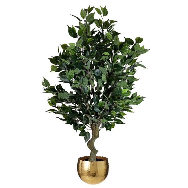 100cm Leaf Realistic Artificial Ficus Tree / Plant Bush Ficus Gold ...