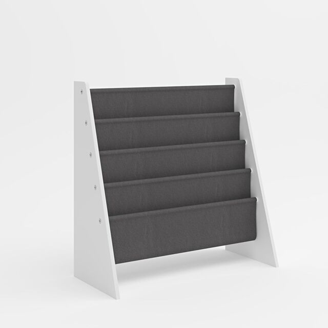 Kids Bookshelf Storage 4 Tier Kids Sling Storage Fabric Sling Book Case ...