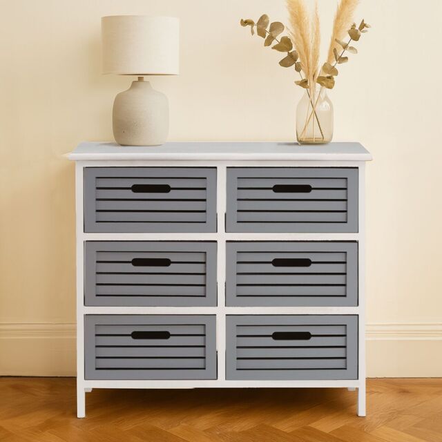 Orsina Compact 6 Grey Drawers Unit, Modern Chest Of Drawers For ...