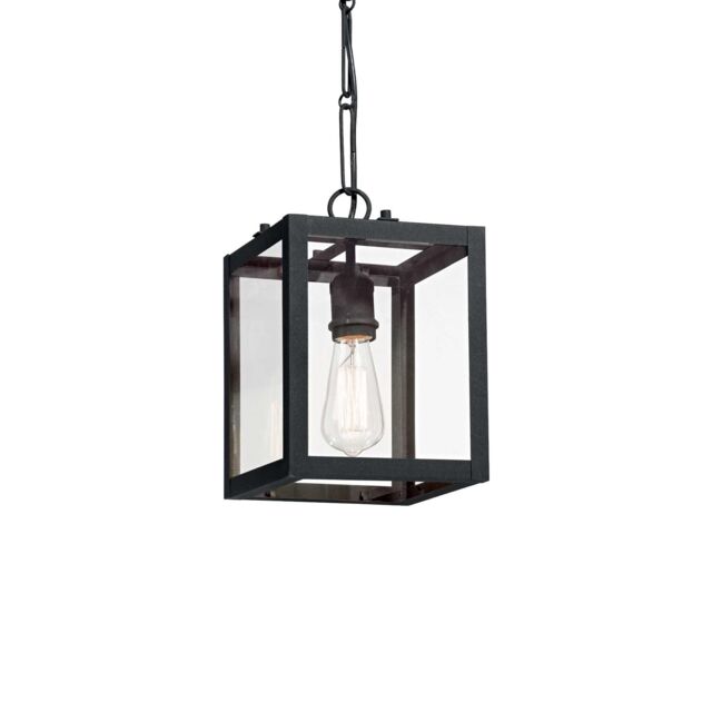 Igor 1 Light Ceiling Lantern Pendant Bar Black Clear Glass Plates E27 ...
