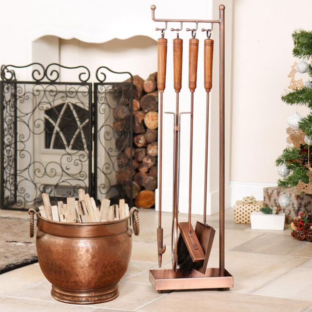 Copper Coal Bucket with 5pc Fireplace Tool Set by Debenhams | ufurnish.com