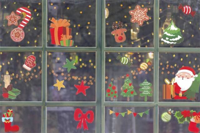 mysmartbuy Festive Window Sticker Set 120 Assorted Christmas Designs ...