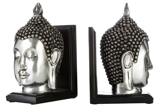Piper Silver Buddha Head Bookends by Debenhams | ufurnish.com