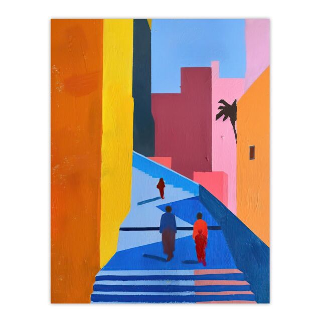 Walk Though Casablanca Abstract Morocco Painting Wall Art Print by ...