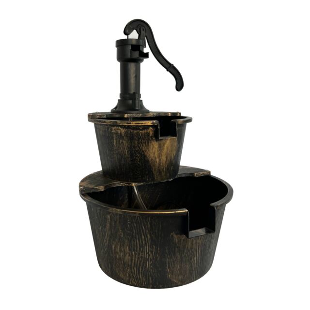 2 Tier Cascading Barrel Garden Water Fountain by Debenhams | ufurnish.com
