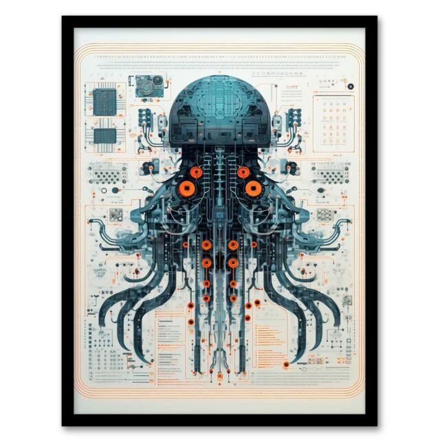 Weapons Grade Jellyfish Robot Hybrid Secret Military Schematic Blueprint Futuristic Complex ...