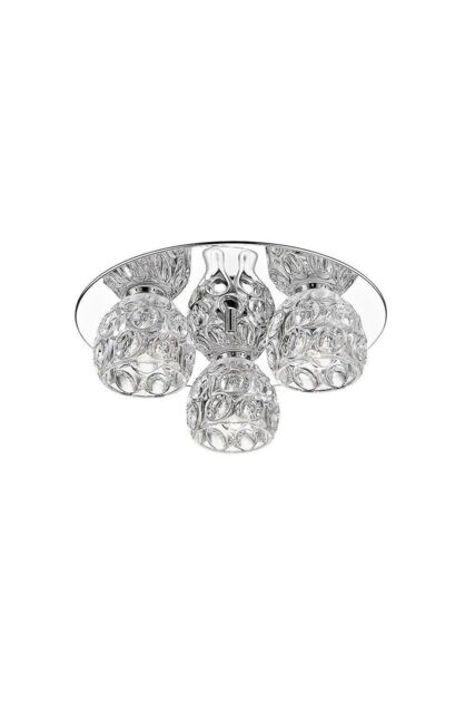 Clea 3 Light Glass LED Flush Chrome by Debenhams | ufurnish.com