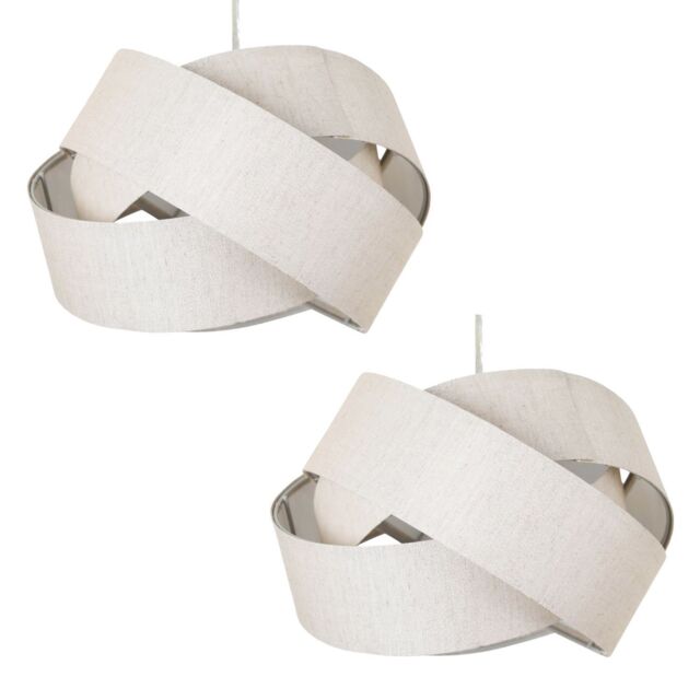 Set of 2 Twist - Pale Gold Shimmer Linen Layered Pendant Shades by ...