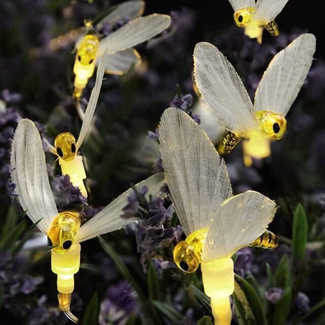 Solar Powered Bee Design String Fairy Lights with 10 LED Bees ...