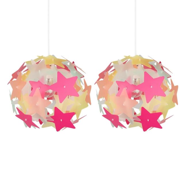 Set of 2 Multi Coloured Stars Easy Fit Light Shades by Debenhams ...