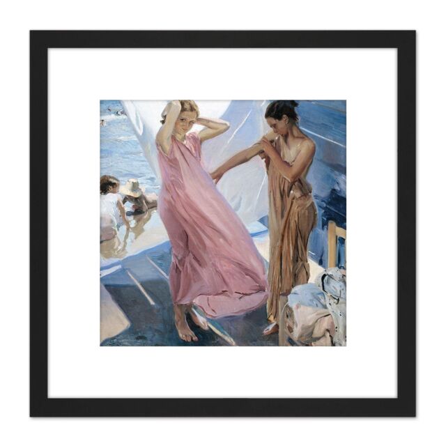 Joaquin Sorolla Y Bastida After Bathing Valencia 8X8 Inch Square Wooden ...