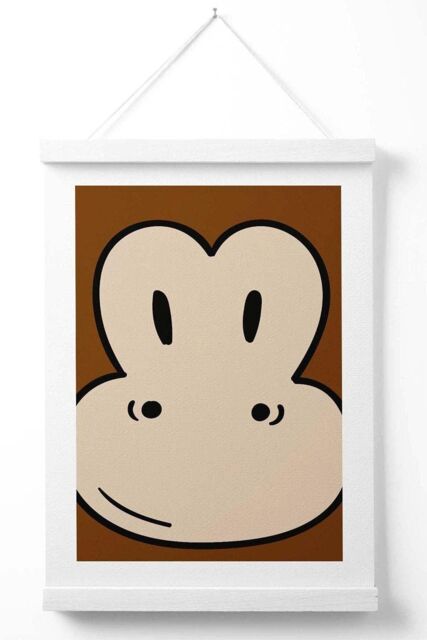 Cute Cartoon Style Monkey Face Framed Print SIZE: A4 with White Frame ...