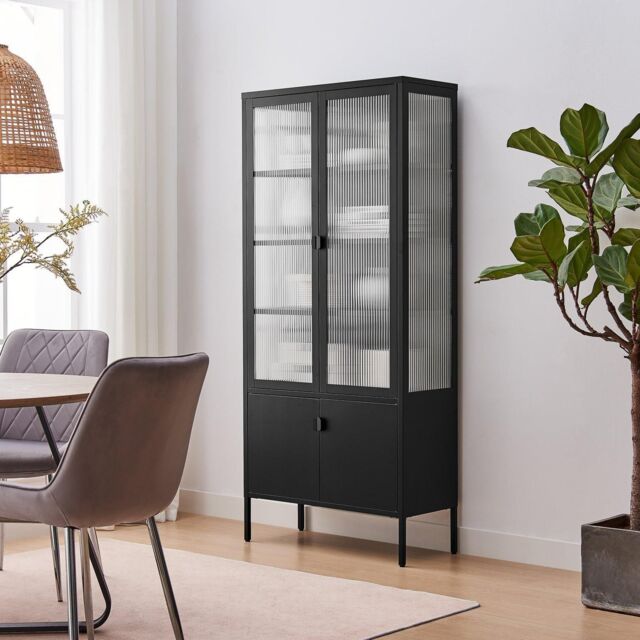 Jia Tallboy Black Metal Display Cabinet by Debenhams | ufurnish.com