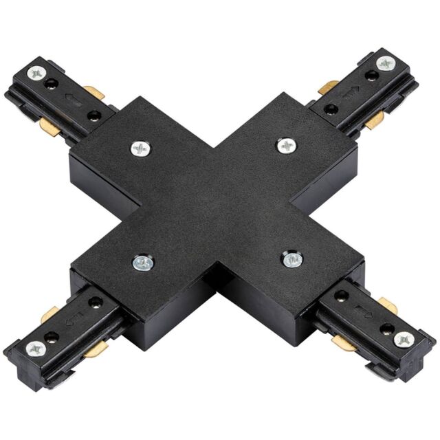 Commercial Track Lighting Cross X-Connector - 182 x 182mm - Black Pc ...
