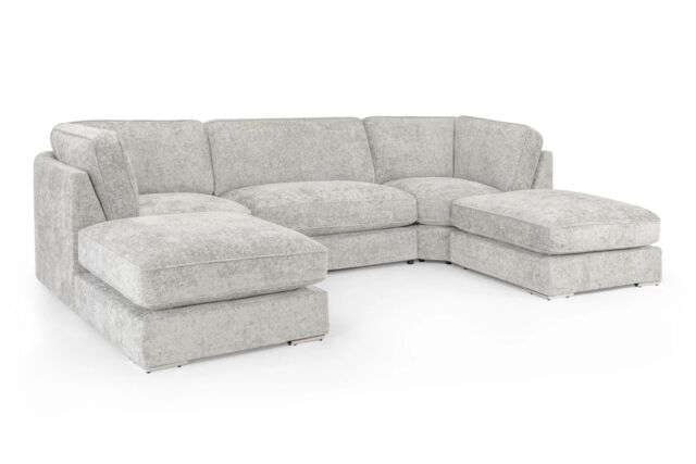 Zaye Living Esma Full Back Ivory U Shape Corner Sofa in Off-White ...