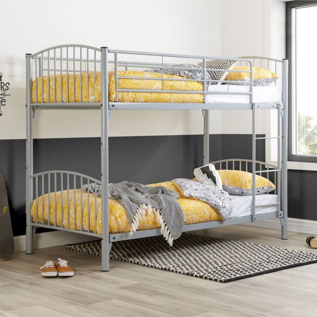 Birlea Metal Bunk Bed Frame Corfu Bunkbed 90cm 3FT Silver - Size ...