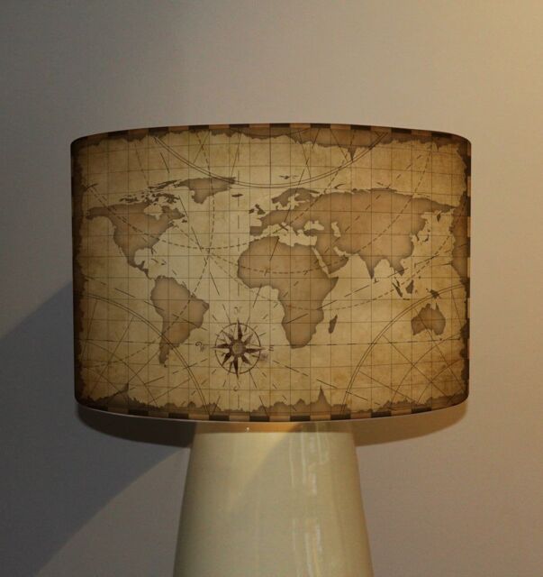 Benjamin Tate Design old nautical vintage world map ceiling lamp shade ...