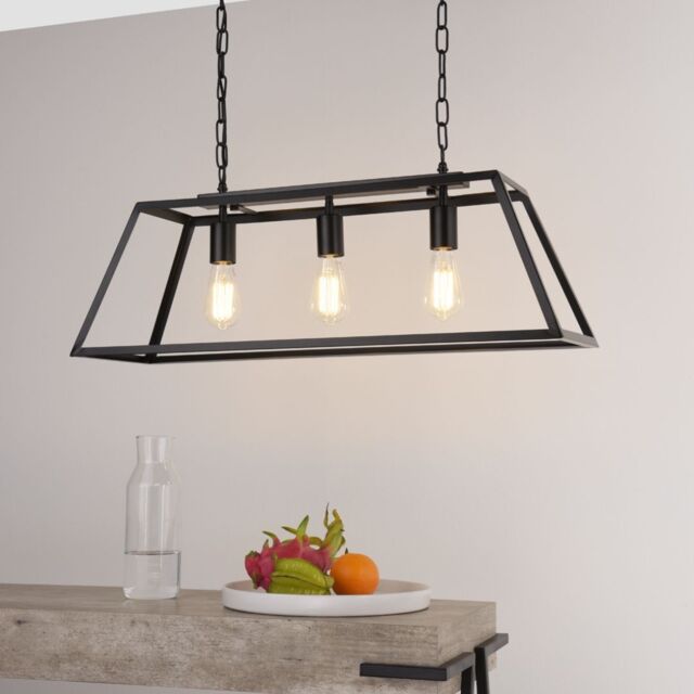 Charley 3 Light Matte Black Pendant Bar by Debenhams | ufurnish.com