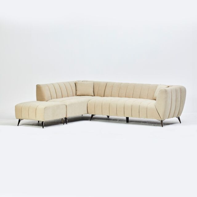 Noa Left Hand Facing Corner Sofa in Nordica Wickes with Ottoman by Debenhams | ufurnish.com