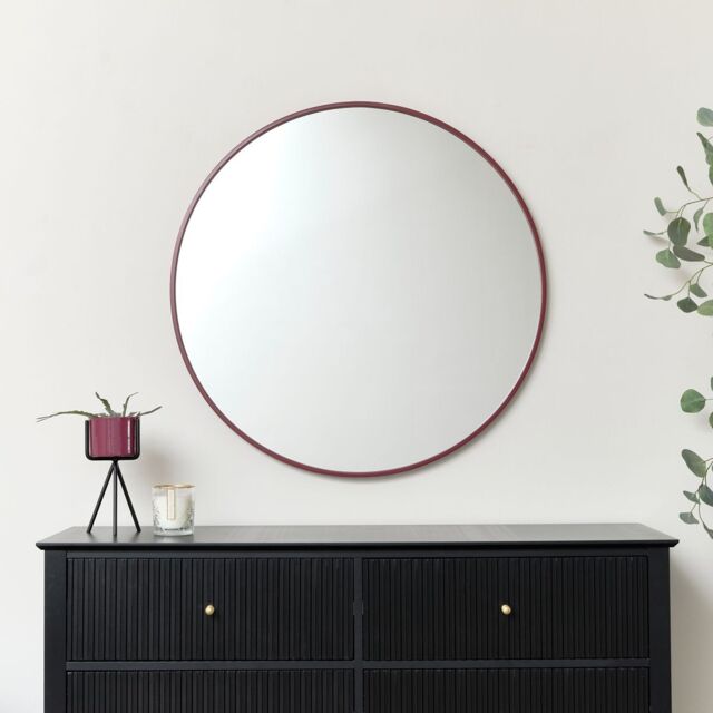 Large Round Plum Red Wall Mirror 80cm X 80cm by Debenhams | ufurnish.com
