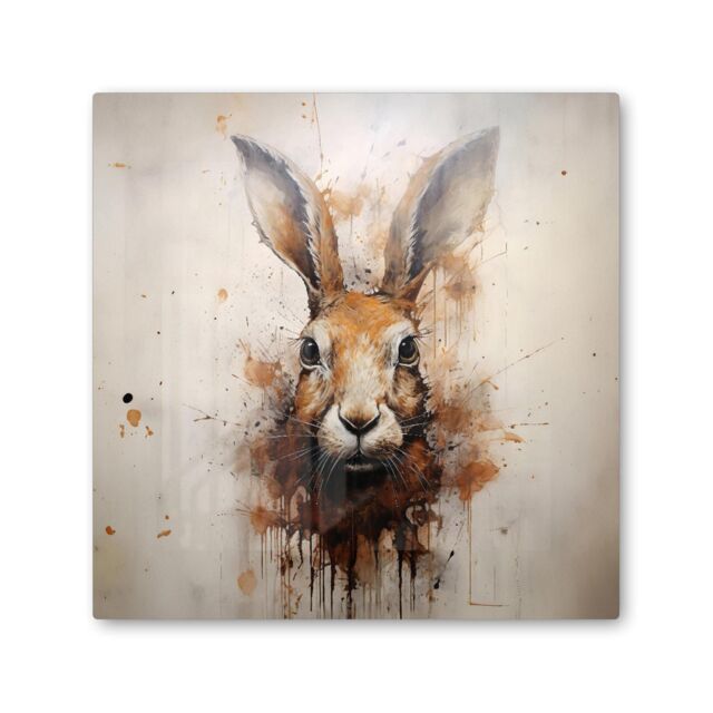 Watercolour Hare Face HD Metal Print by Debenhams | ufurnish.com