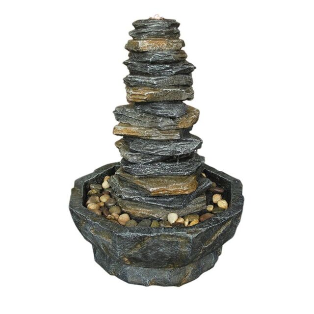 Stacked Stone Monolith Water Feature with LED Ligths 70cm by Debenhams ...