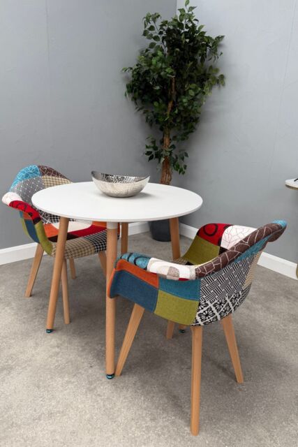Patchwork Halo Dining Set for 2 - a Round Dining Table & Set of 2 ...