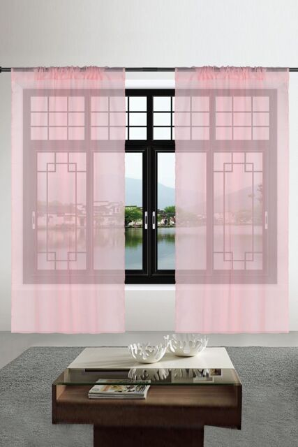 Neel Blue Semi-Transparent Voile Curtain, Pair Window Curtain 2 Panel ...