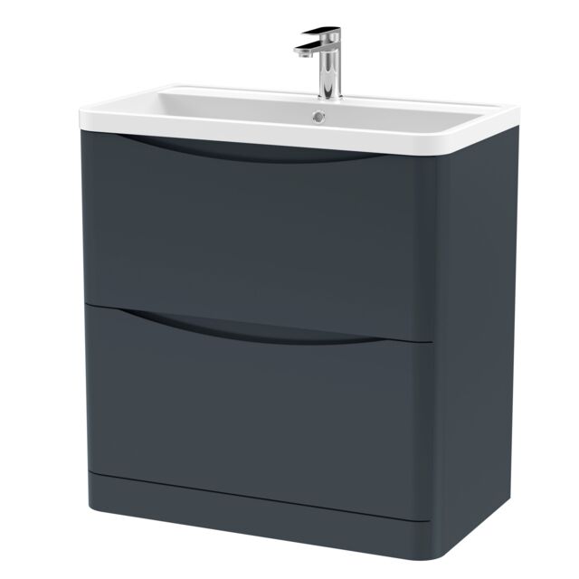 Balterley Floor Standing 2 Drawer Bathroom Vanity Unit & Basin, Dark ...