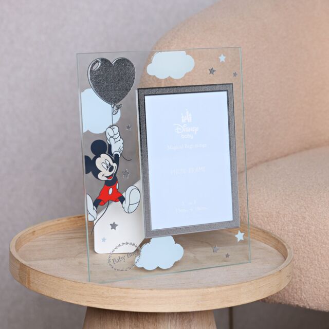 "Disney Men's Mickey Mouse Real Silver 999 Plated Glass Frame 5"" x 7 ...