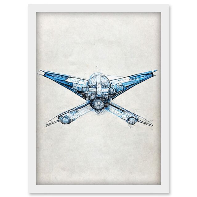 Blueprint Diagram X Wing Fighter Fantasy Fan Art Artwork Framed Wall ...