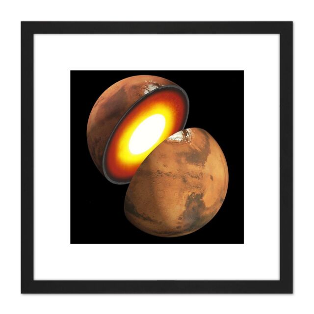 Space NASA Planet Mars Interior Layers Illustration 8X8 Inch Square Wooden Framed Wall Art Print ...