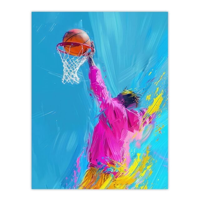 "Artery8 Wall Art Print Abstract Slam Dunk Shot Basketball Player ...