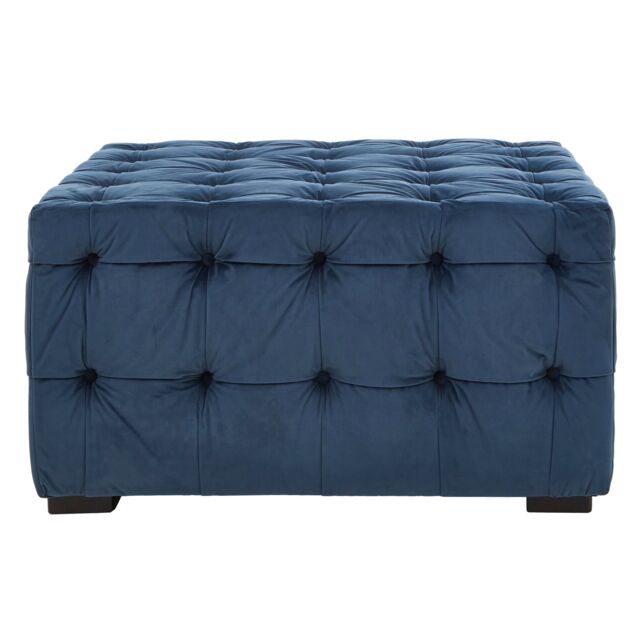 Premium Grey Linen Button Tufted Foostool, Velvet Upholstered Soft ...