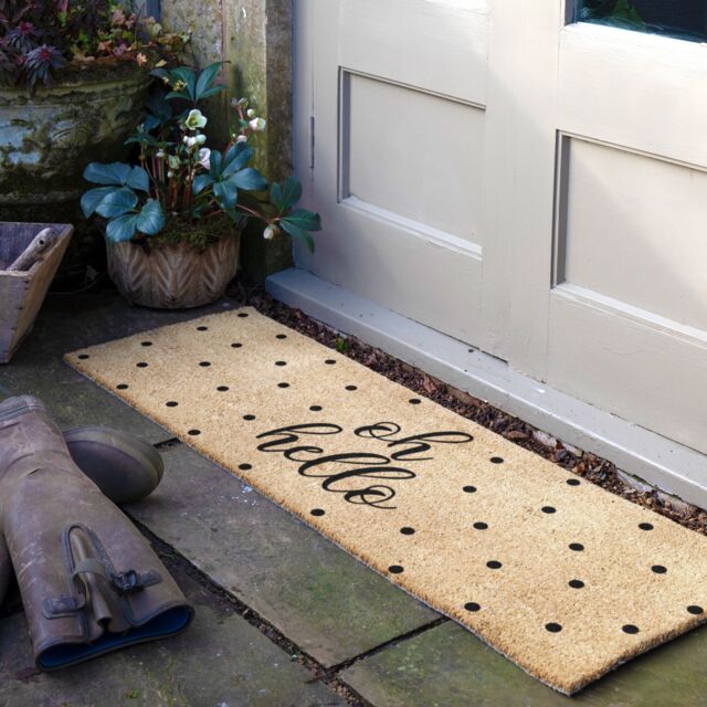 Artsy Mats Oh Hello Spotty Patio Doormat in Beige - Size: 40 cm x 120 ...