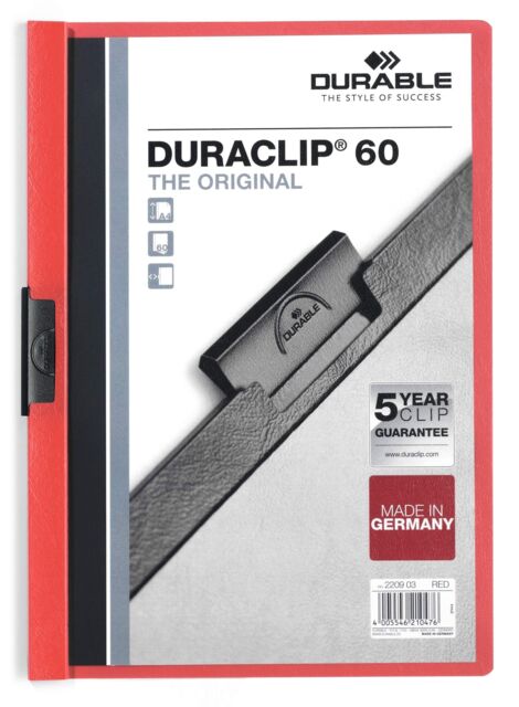 DURACLIP 60 Sheet Document Metal Clip File Folder - 25 Pack - A4 Red by ...