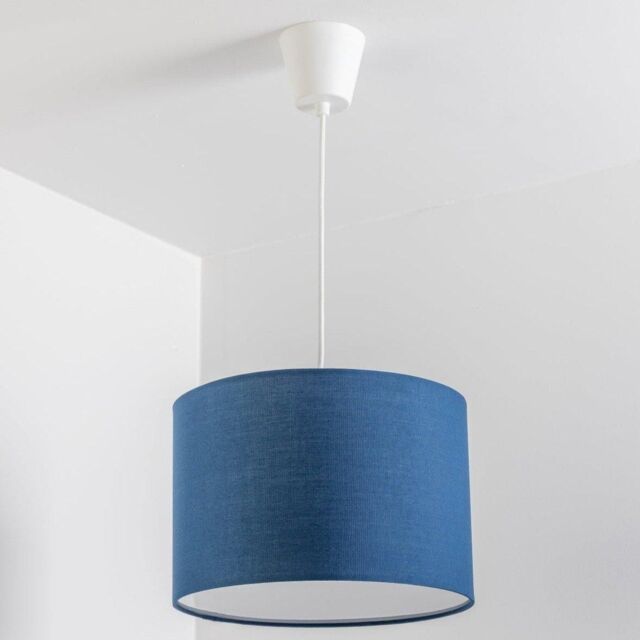'Lucia' Navy Blue Fabric Ceiling Lamp Shade With Frosted Diffuser by ...