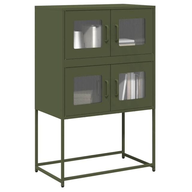 Berkfield Home Highboard Olive Green 68x39x107 cm Steel - Size: 68 x 39 ...