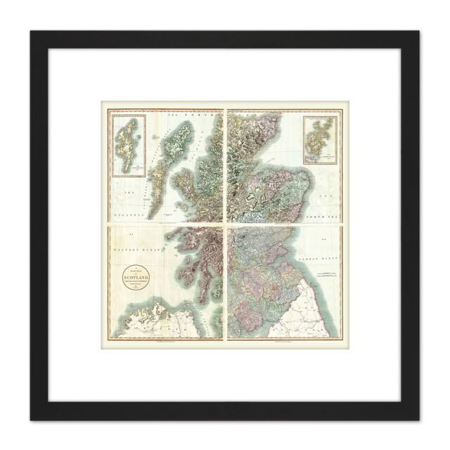 Artery8 Map Antique 1801 Cary Scotland Old Historic Replica 8X8 Inch ...