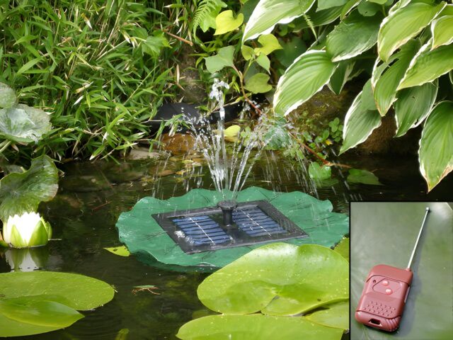 Primrose Floating Lily Pad Solar Water Fountain with Lights Remote ...